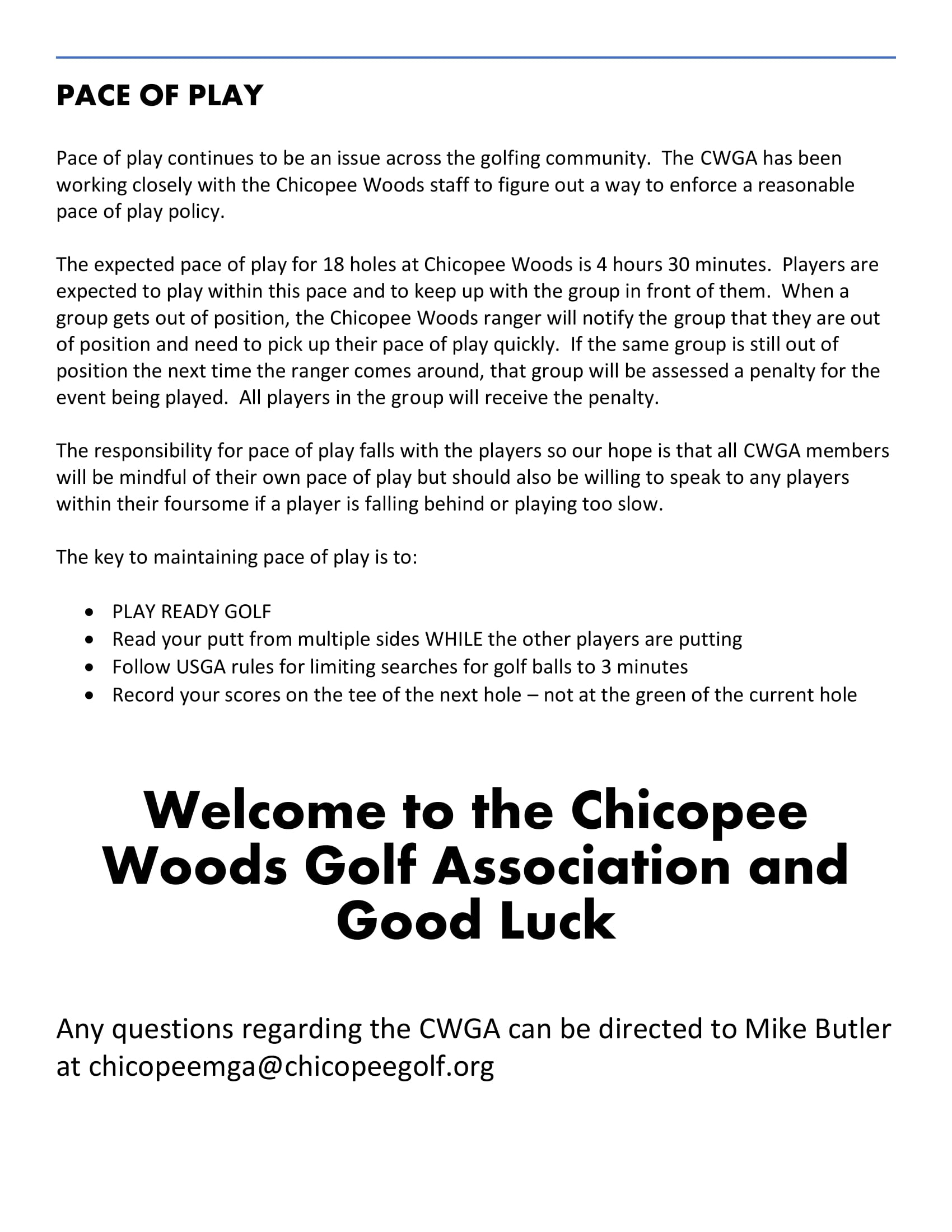 About Chicopee Woods Golf Association - Chicopee Woods Golf Course